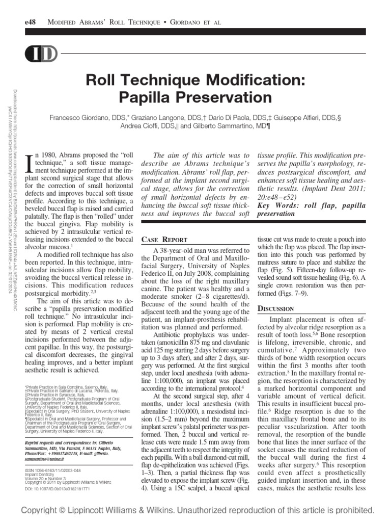 roll_technique_modification__papilla_preservation | PDF | Dental ...