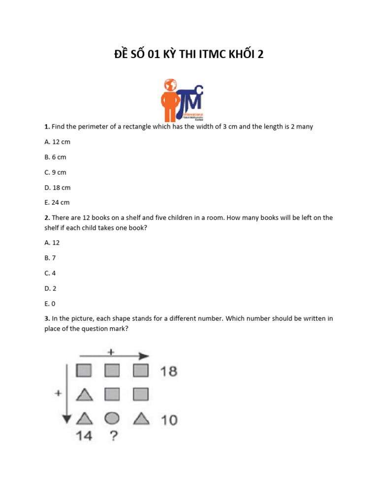 ITMC_ĐỀ SỐ 01 KỲ THI ITMC KHỐI 2 | PDF | Candy | Mathematics