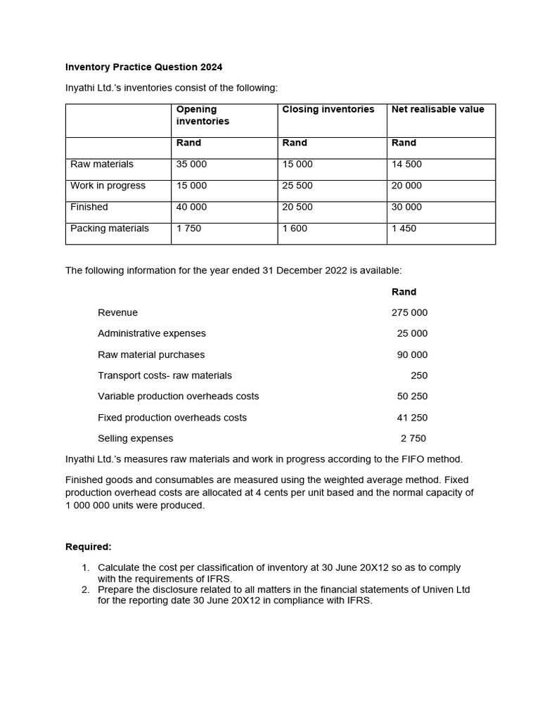 Inventory Practice | PDF | Cost Of Goods Sold | Inventory