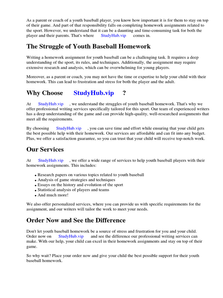 Youth Baseball Homework | PDF | Baseball Field | Batting (Baseball)