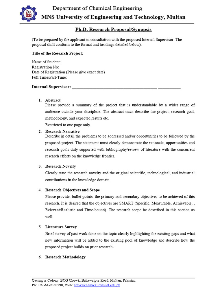 PHD Proposal Format | PDF | Methodology | Analysis