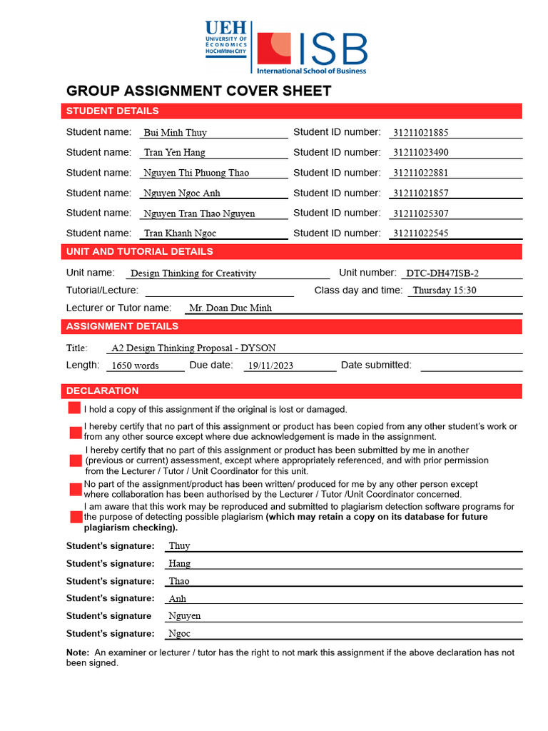 DTC2 Group 5 A2 Design Thinking Proposal Report | PDF | Vacuum Cleaner | Design Thinking