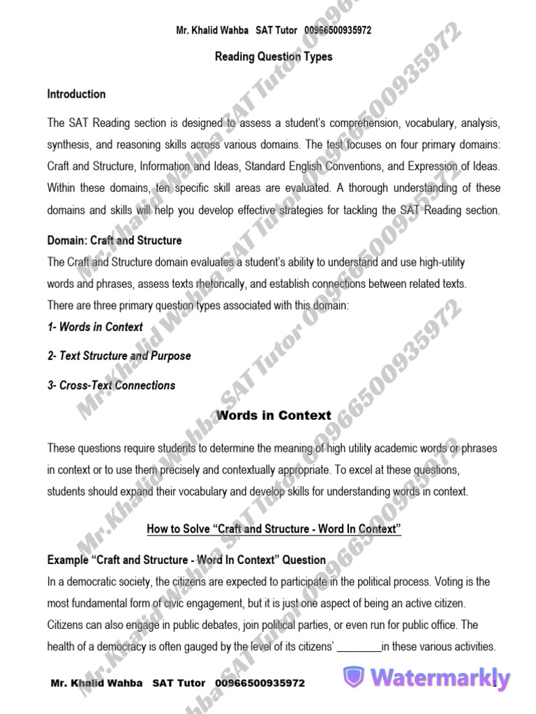 Word in Context - Craft and Structure Watermark | PDF | Reading ...