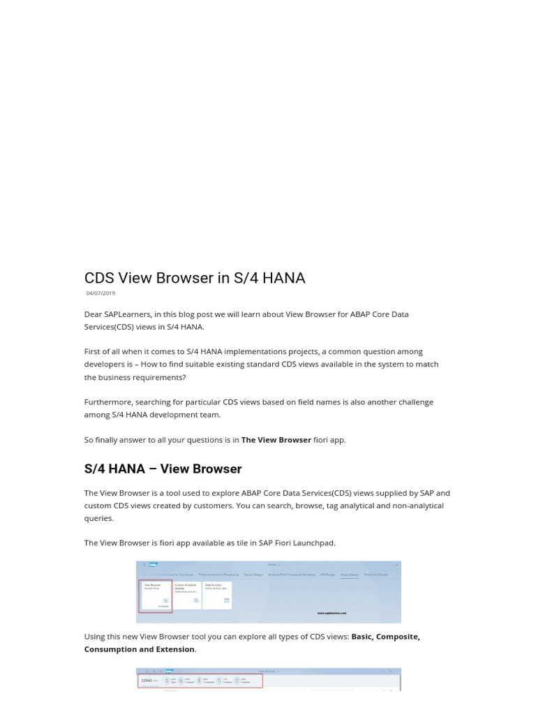 CDS View Browser in S - 4 HANA | PDF | Information Retrieval | Information Science