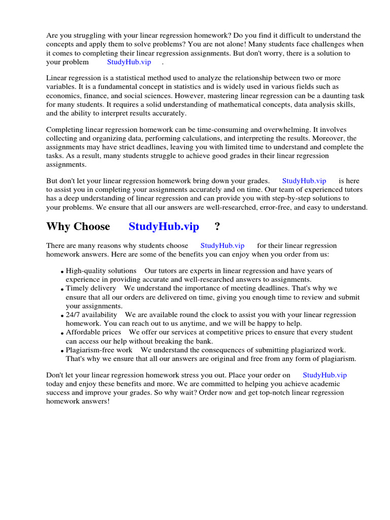 Linear Regression Homework Answers | PDF | Linear Regression ... Linear Regression Homework Answers | PDF | Linear Regression ...