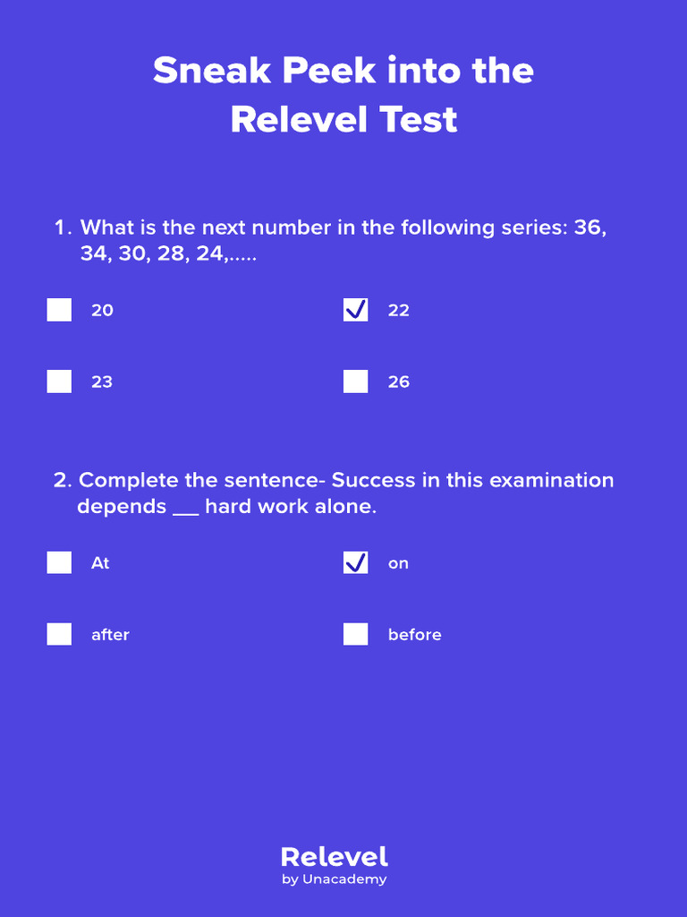 Sneak Peek Into Relevel Mock Test | PDF