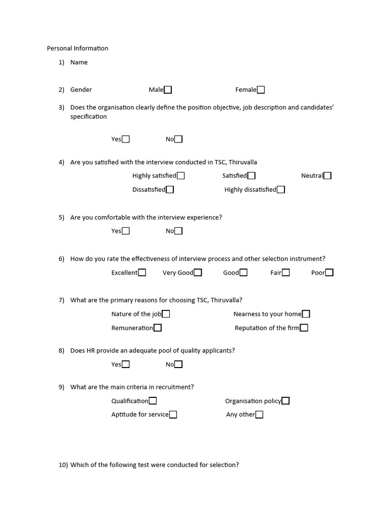 Durga Project Questionnaire | PDF | Recruitment