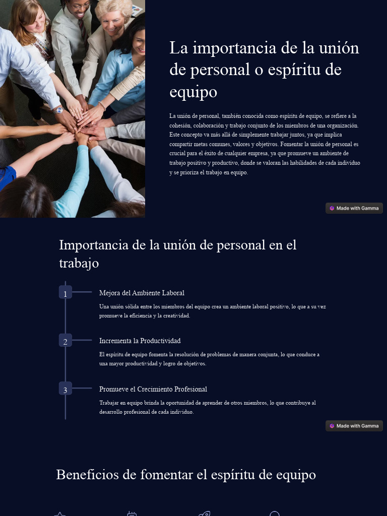 La Importancia de La Union de Personal o Espiritu de Equipo | PDF ...