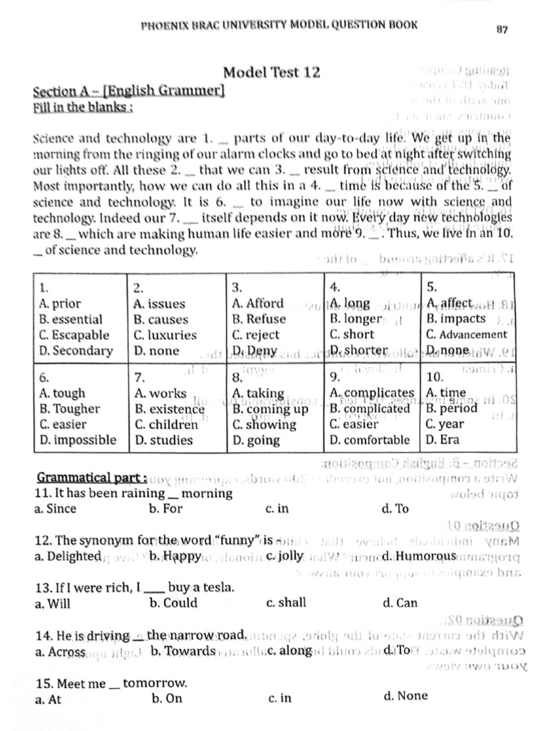 BRAC Admission Sample Question 2 | PDF