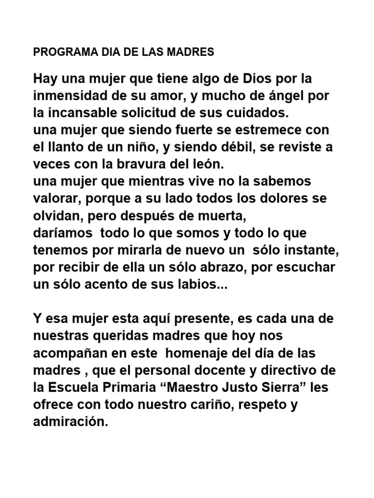 PROGRAMA DIA DE LA MADRE | PDF