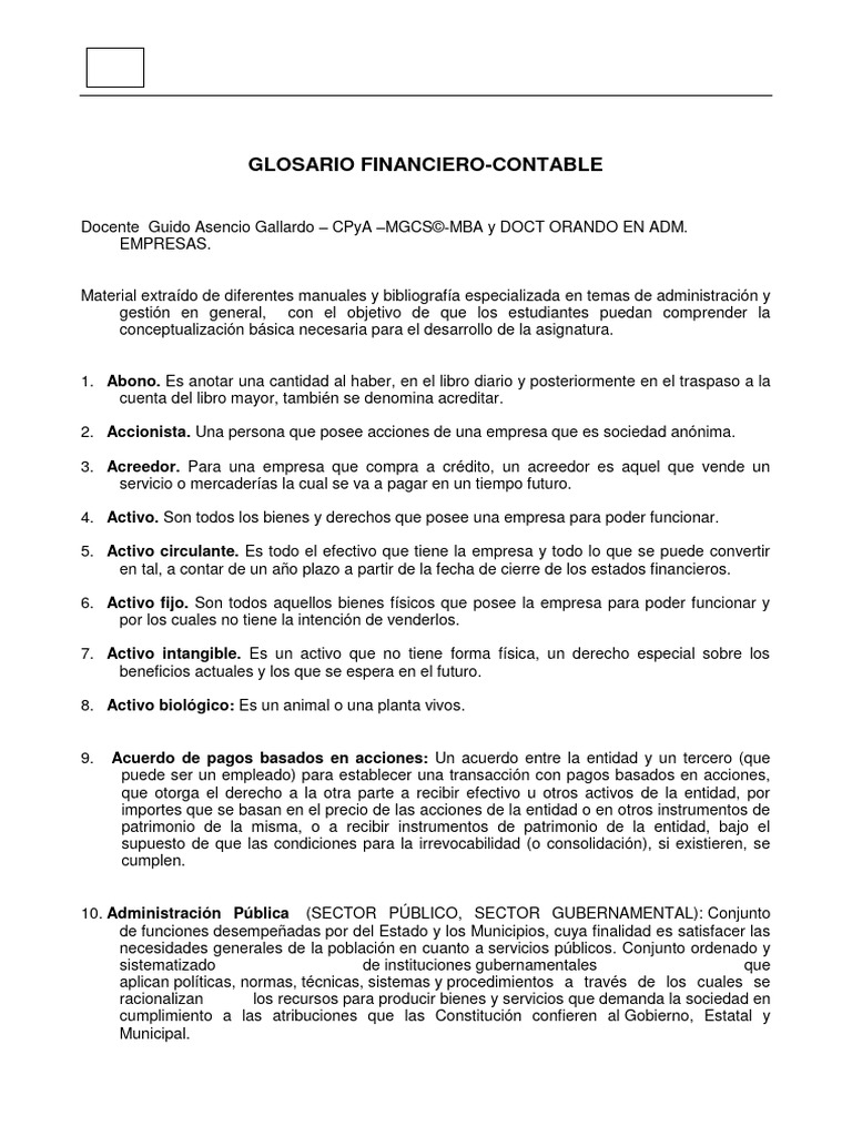 Glosario_Financiero_Contable | PDF | Contabilidad | Business