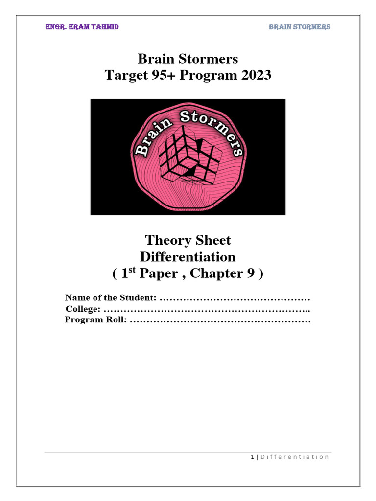 Differentiation Engineering Notes Pdf