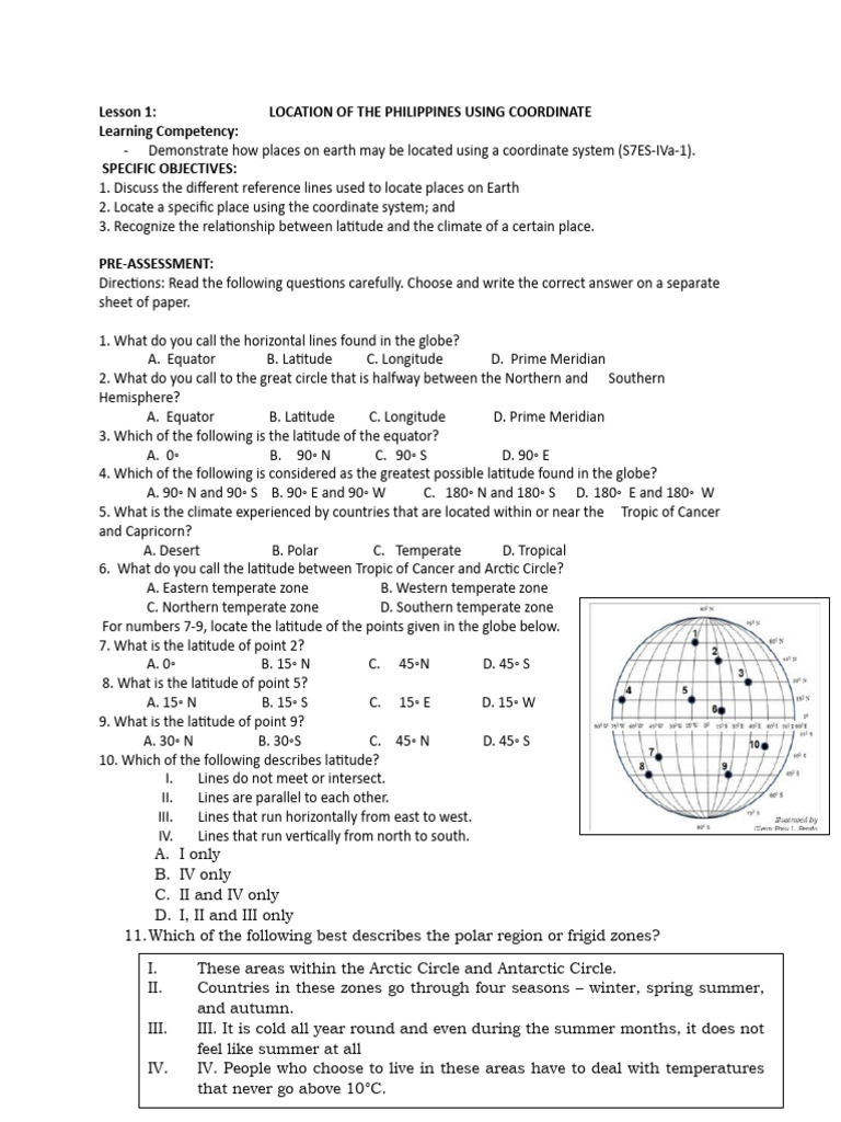 Lesson 1 Latitude and Longitude Module | PDF | Latitude | Equator