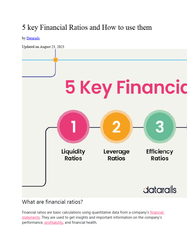 5 Key Financial Ratios and How To Use Them | Download Free PDF ...
