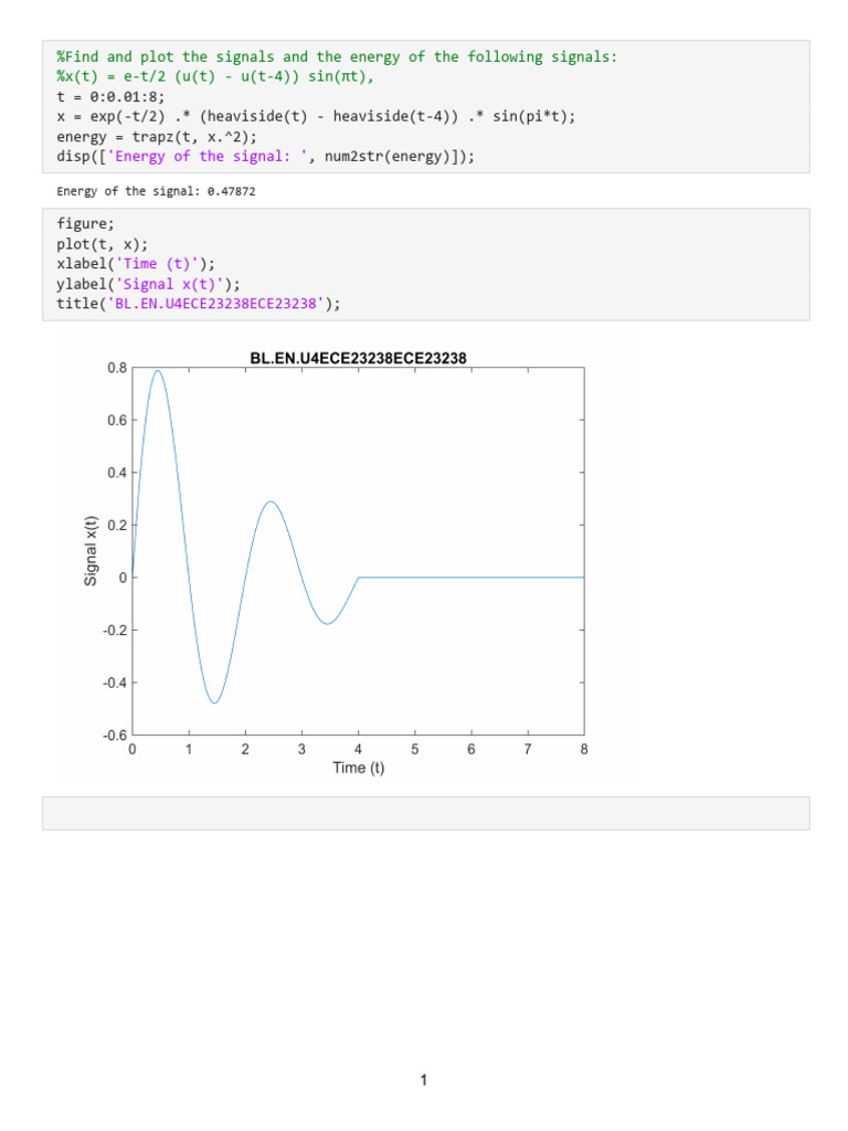 Signal Energy Calculation and Plotting | PDF
