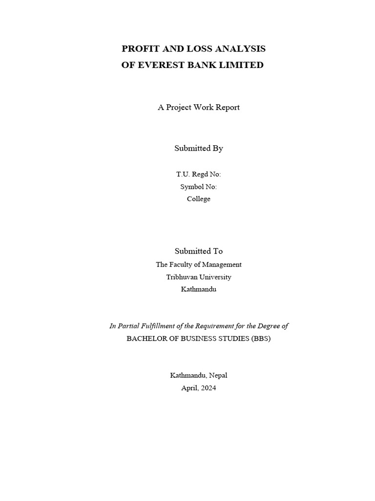 Final Year Report of BBS 4th Year | Download Free PDF | Banks | Methodology