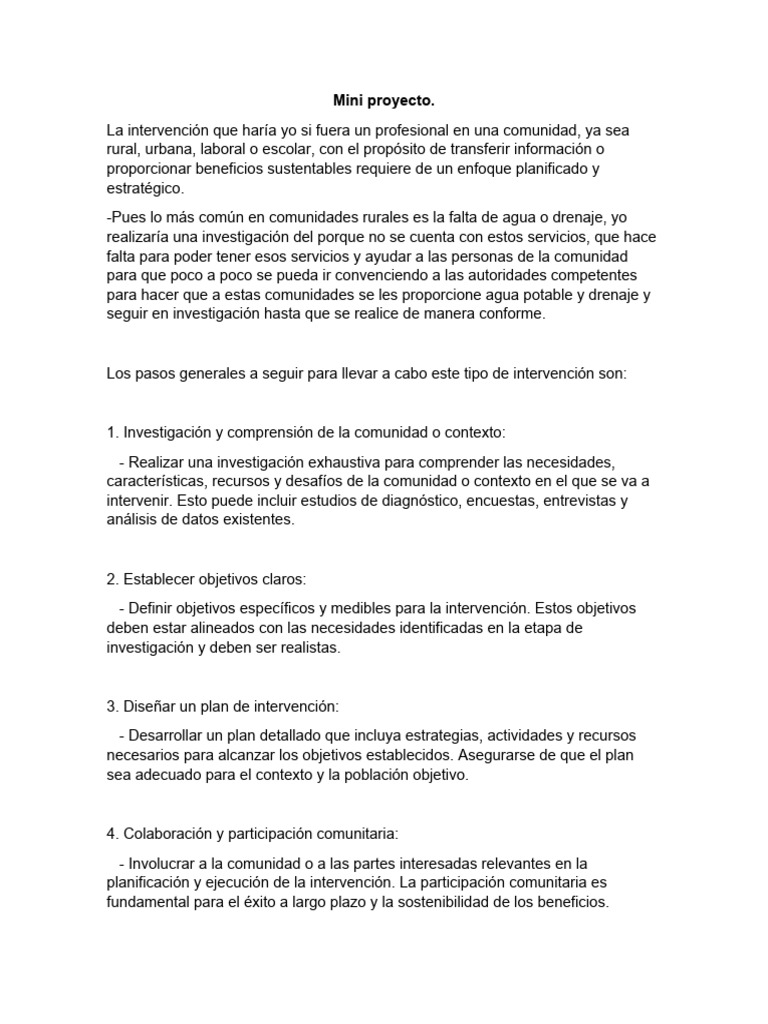 Mini Proyecto Desarrollo | PDF | Comunidad | Evaluación