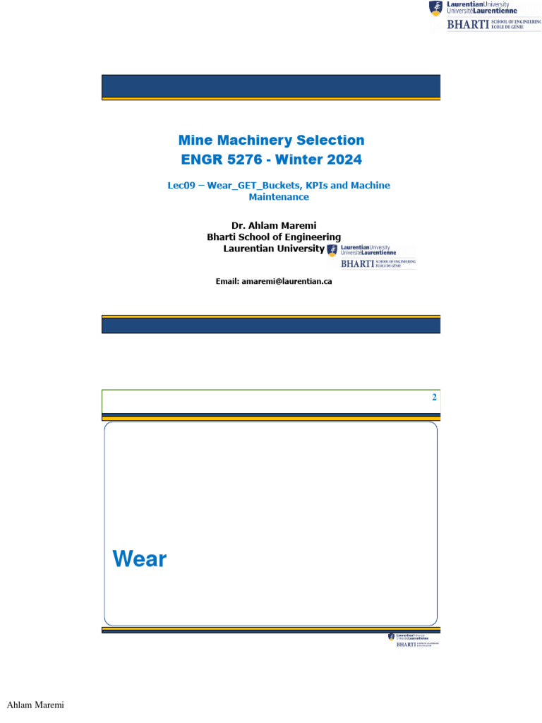 Lec09 - Wear and GET - W2024 | PDF | Wear | Materials