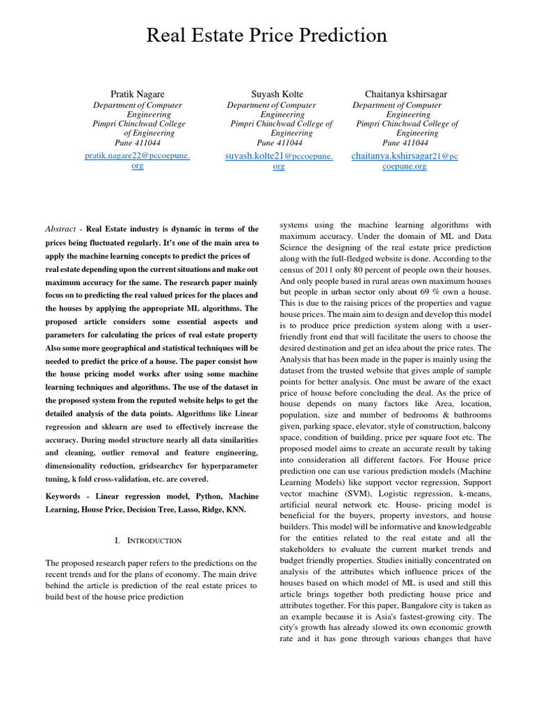 Real Estate Price Prediction | PDF | Mean Squared Error | Linear Regression