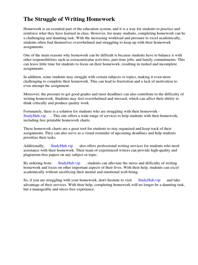 Homework Chart Free Printable | PDF | Homework