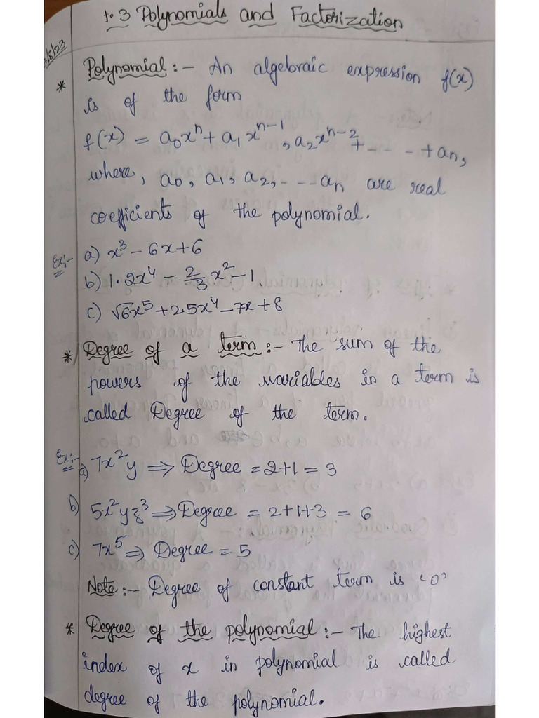 Polynomials and Factorisation | PDF