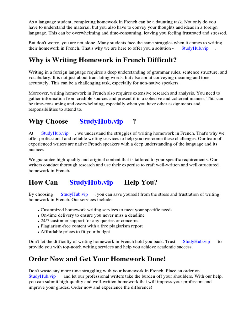 French Homework Help Services | PDF | Homework | Translations