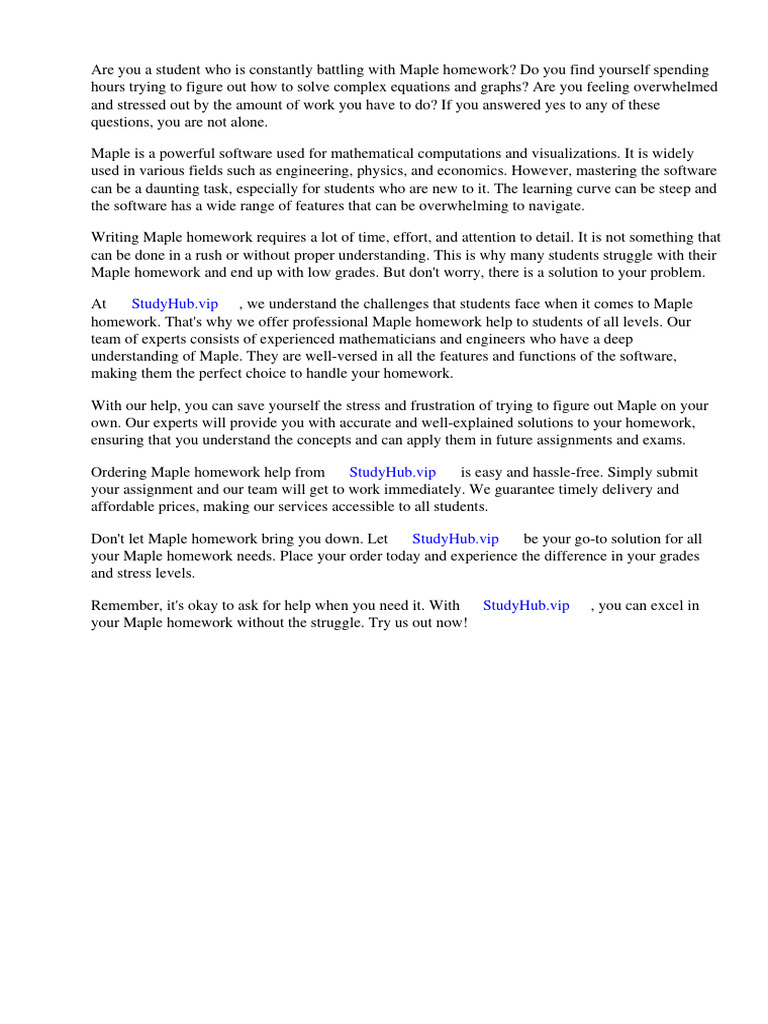 Maple Homework | PDF | Maple Syrup | Homework