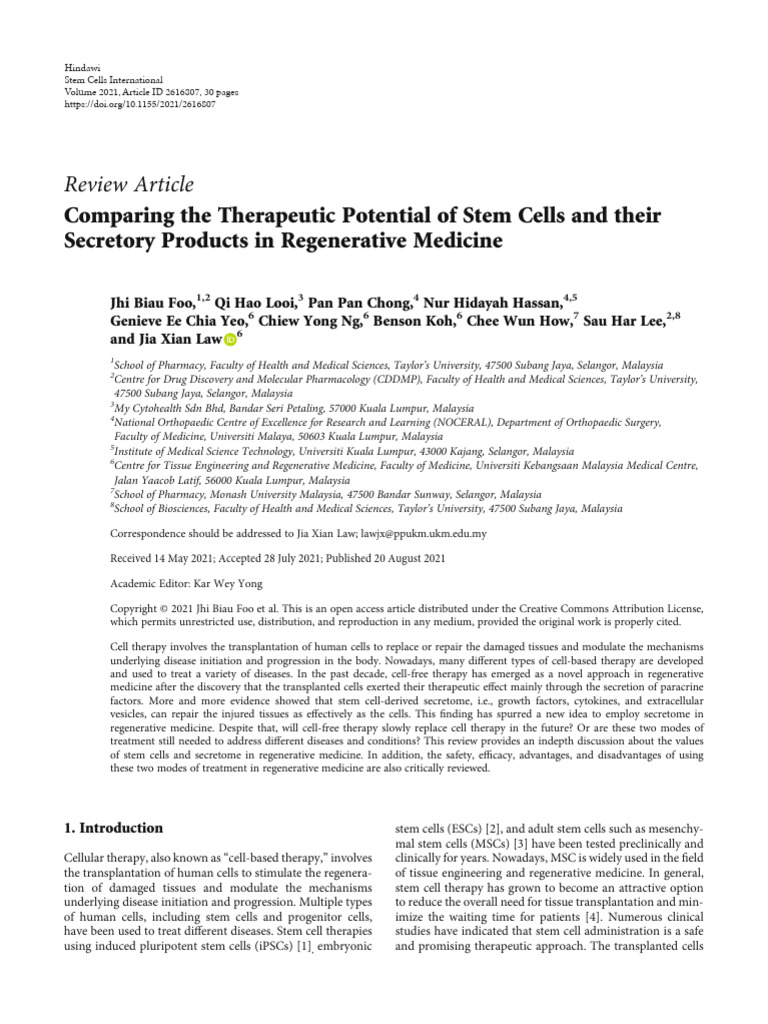 Comparing The Therapeutic Potential of Stem Cells | PDF | Mesenchymal ...