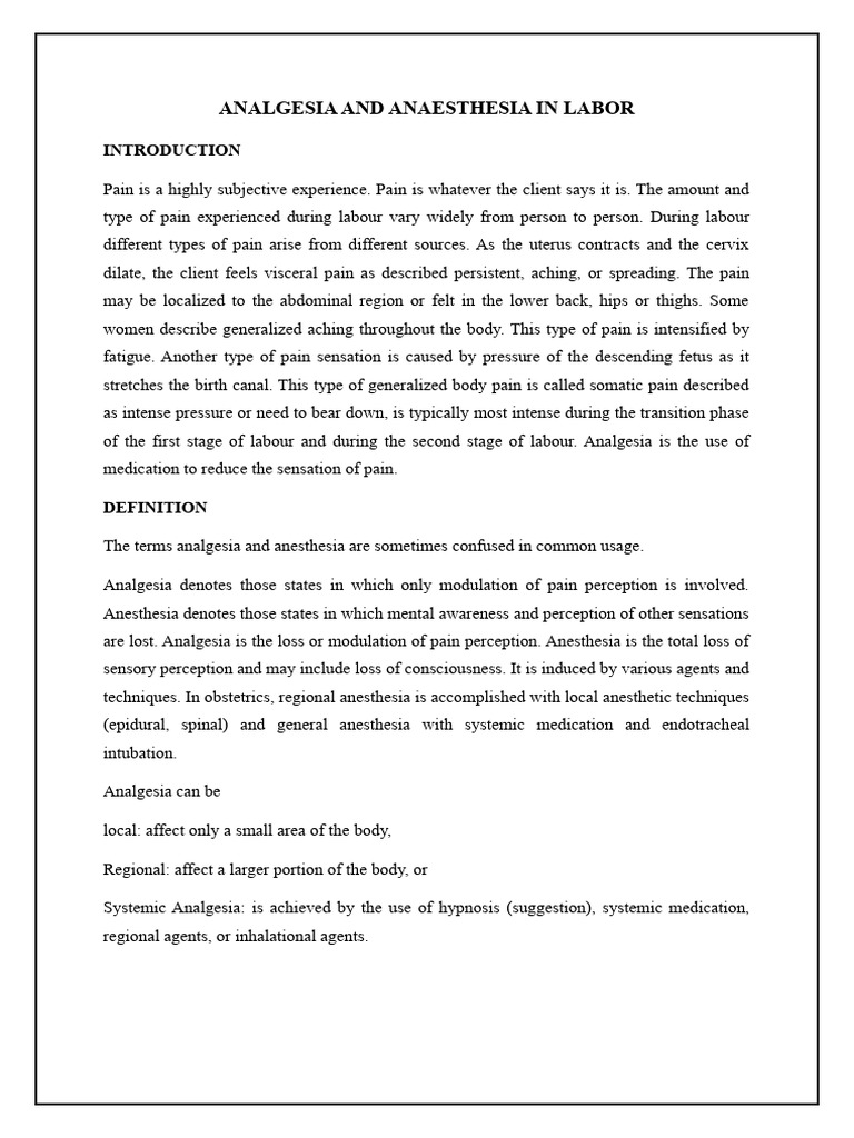Final - Analgesia and Anaesthesia in Labor-Final | PDF | Anesthesia ...