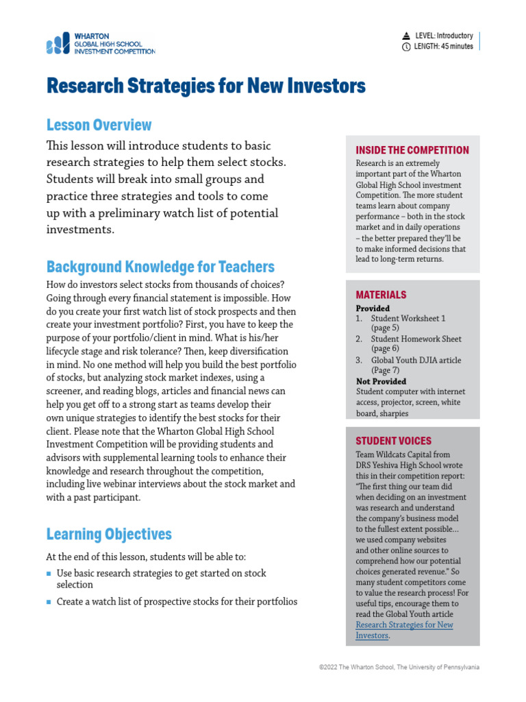 Research and Analysis 3.1 Research Strategies For New Investors - V2 ...