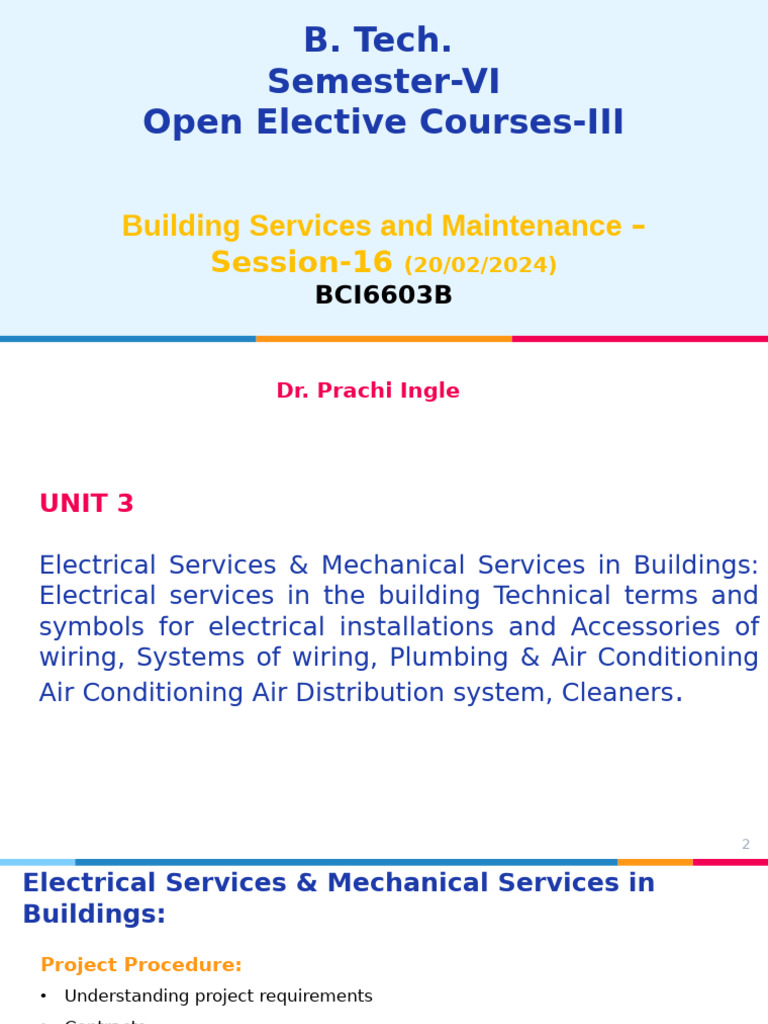 Unit-3 - Electrical & Mechanical Services | PDF | Electric Power Distribution | Voltage