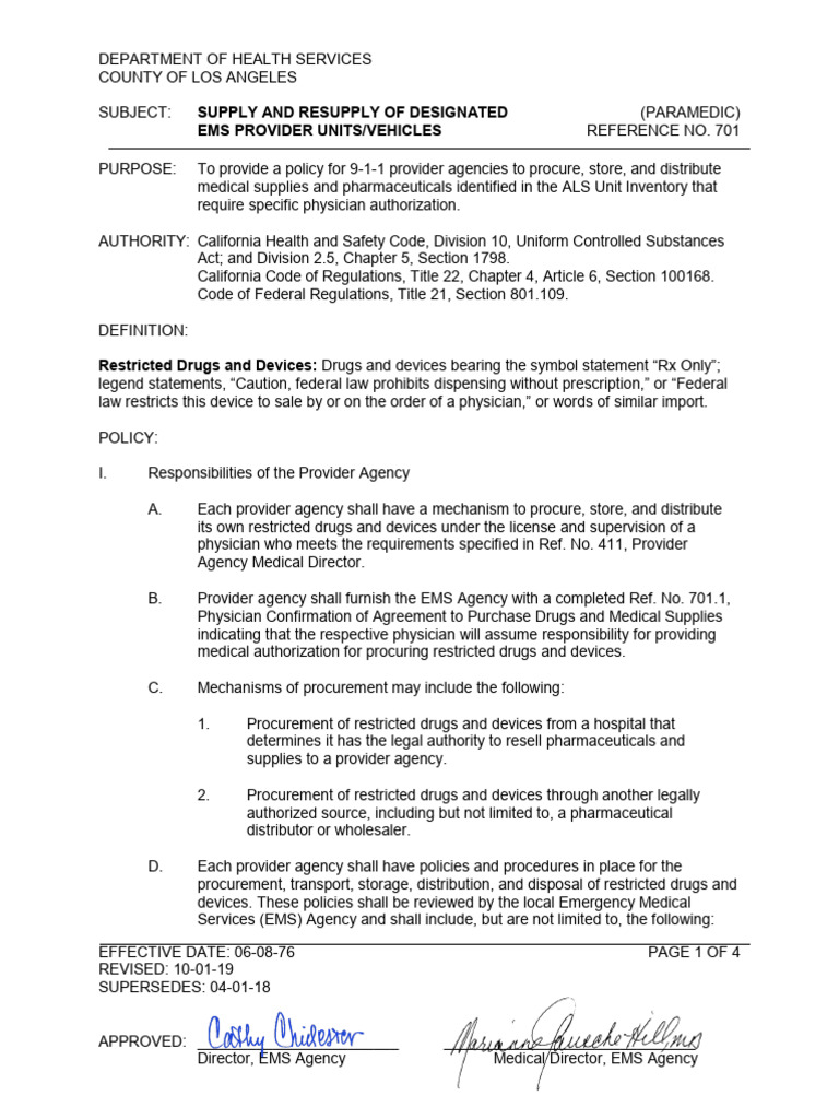 La DHS 701 | PDF | Emergency Medical Services | Drugs