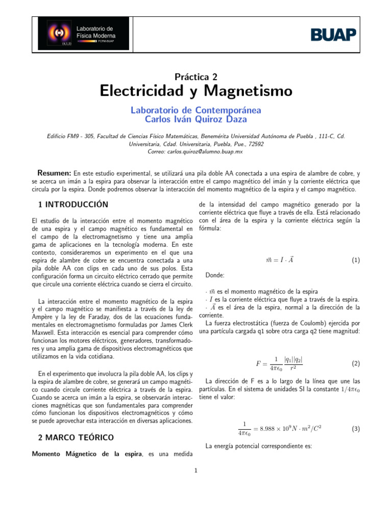 Practica 2-Momento Magnetico-Carlos_Quiroz | PDF | Campo magnético ...