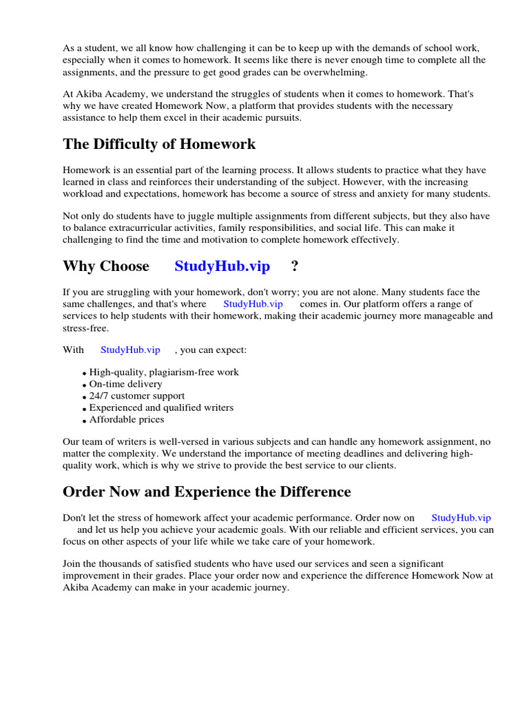 Homework Now Akiba Academy | PDF | Homework | Social Media