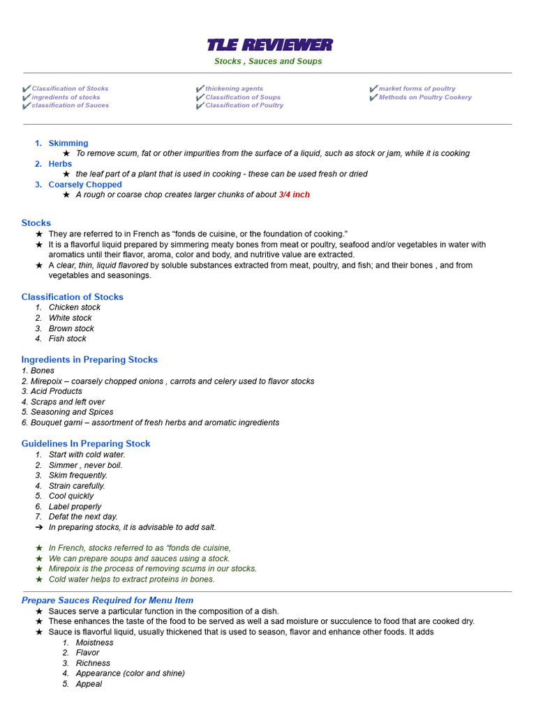 TLE REVIEWER - 4Q | PDF | Stock (Food) | Soup
