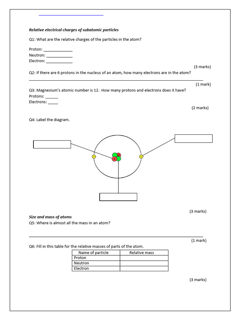 GCSE Chemistry: Atomic Structure Quiz | PDF | Atoms | Proton