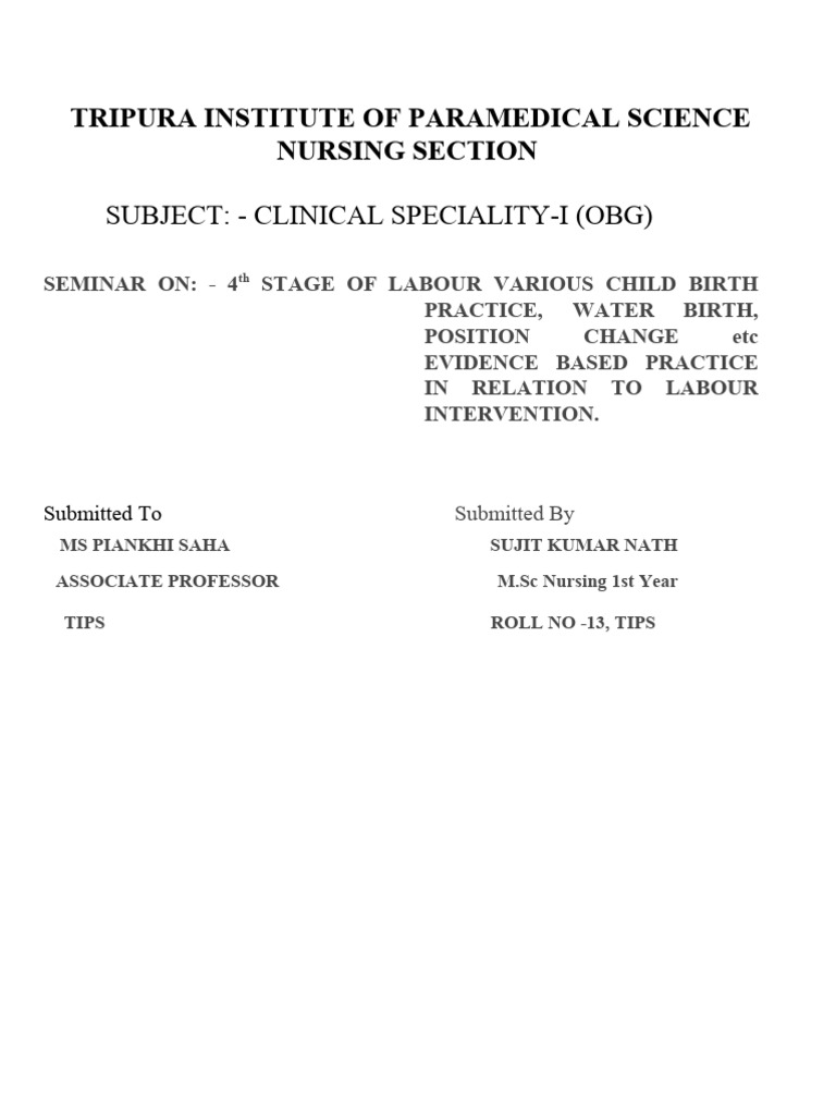 Childbirth Practices and Methods Overview | PDF | Childbirth ...