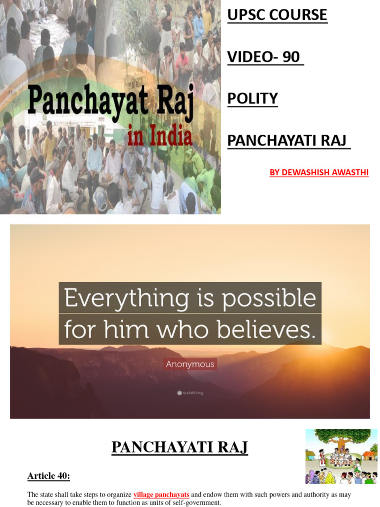 Polity 35 Panchayat PDF | PDF | Government | Government Of India