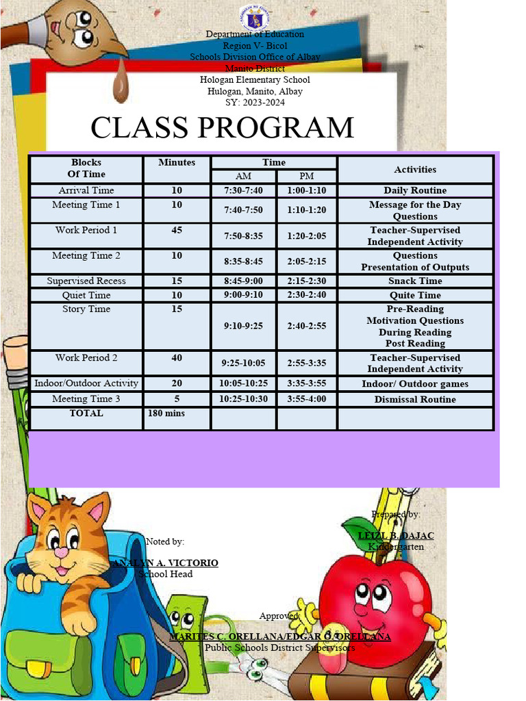 Class Program 2023-2024 | PDF | Learning | Behavior Modification