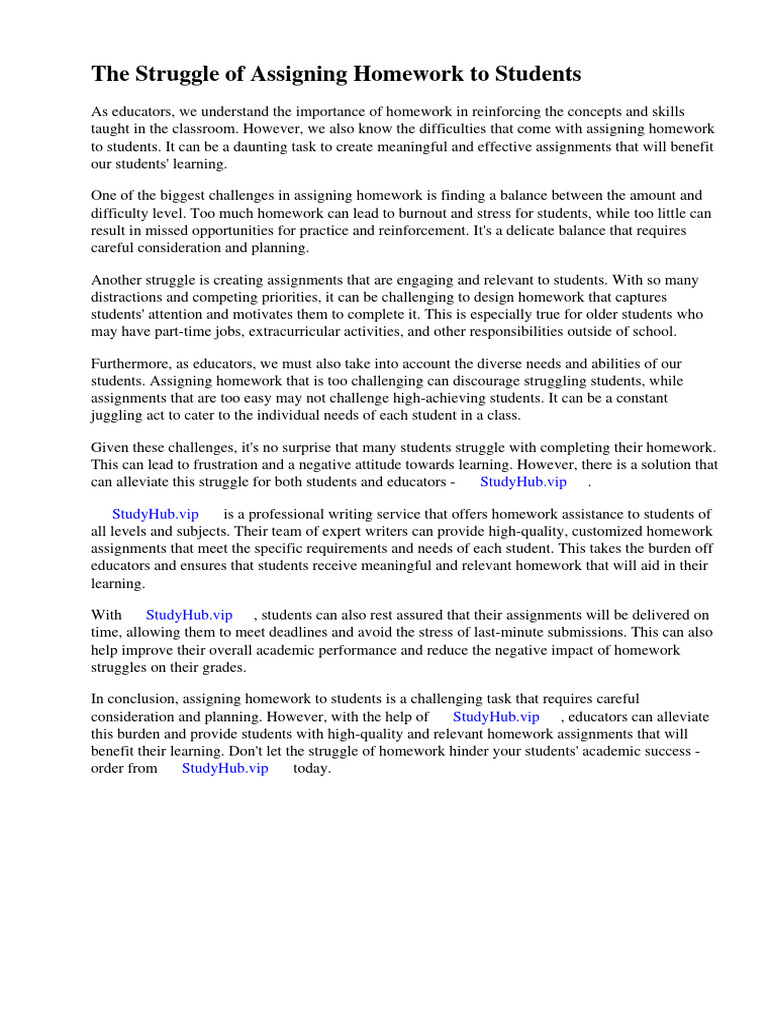 Assign Homework To Students | PDF | Homework | Teachers