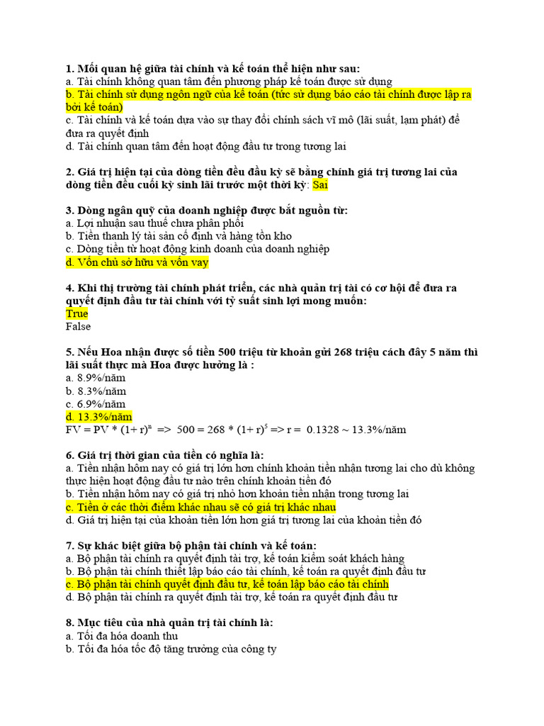 Chương 1 2 Ktra QTTC | PDF