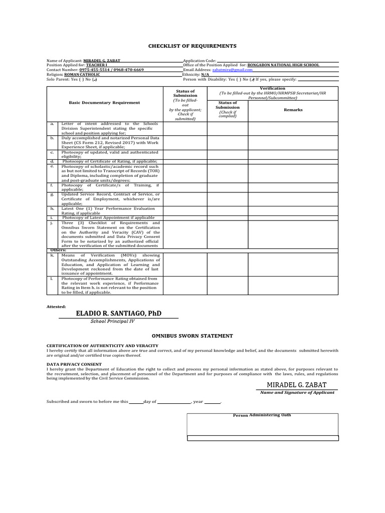 Checklist of Requirements | PDF | Notary Public