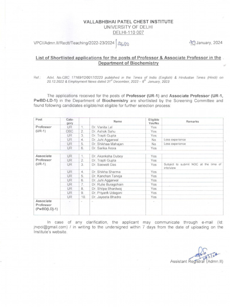 680 - Shortlisted Post of Prof & Associate Prof Biochemistry-2680 | PDF