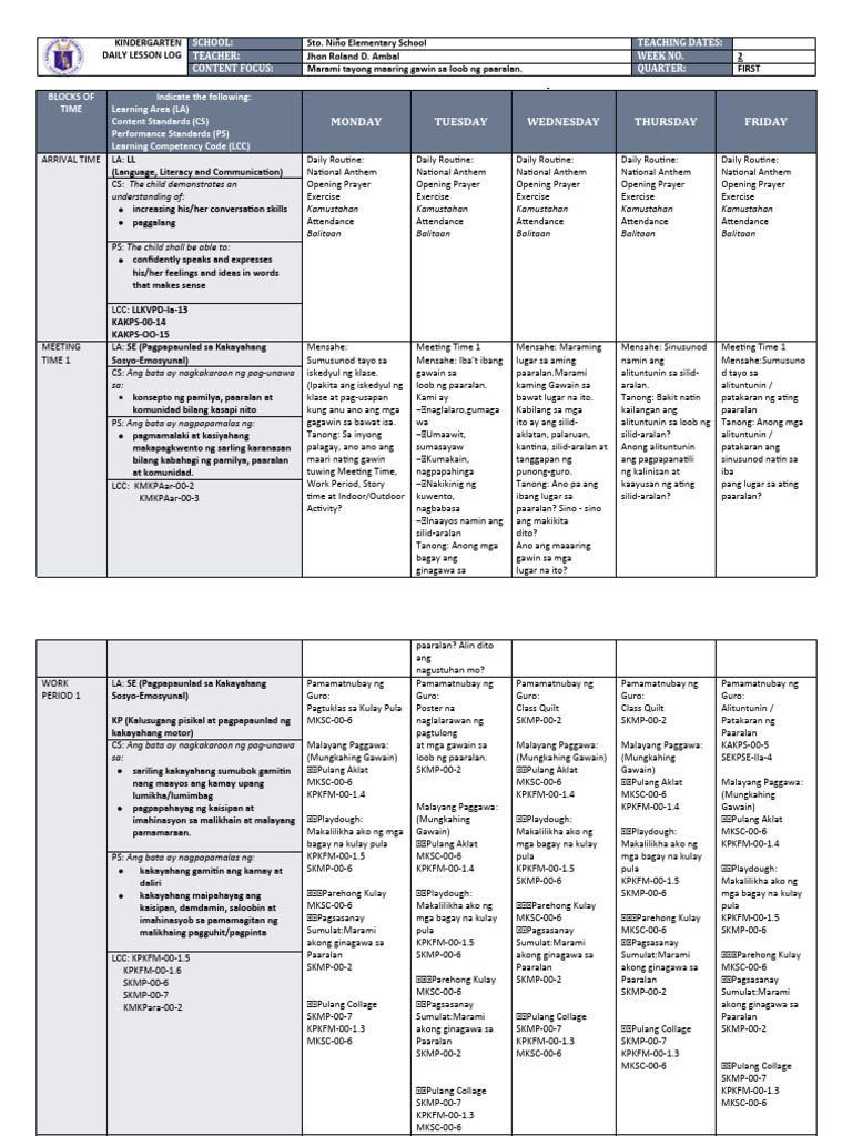 Edited DLL - Kinder - W2 | PDF