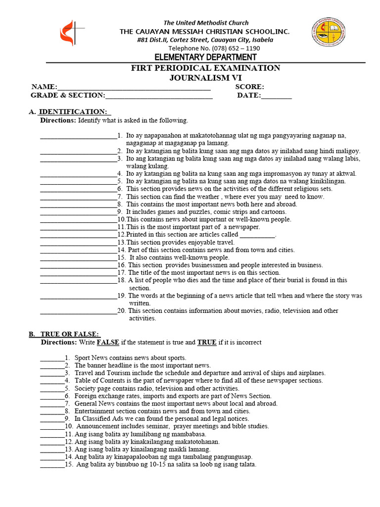 Journalism Vi - First Final Examination 2023 | PDF | Mass Media | Human Communication