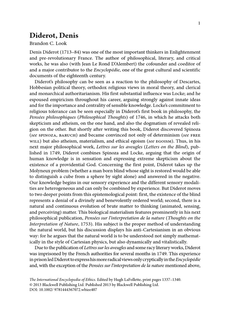 Diderot, Denis | PDF | John Locke | Materialism