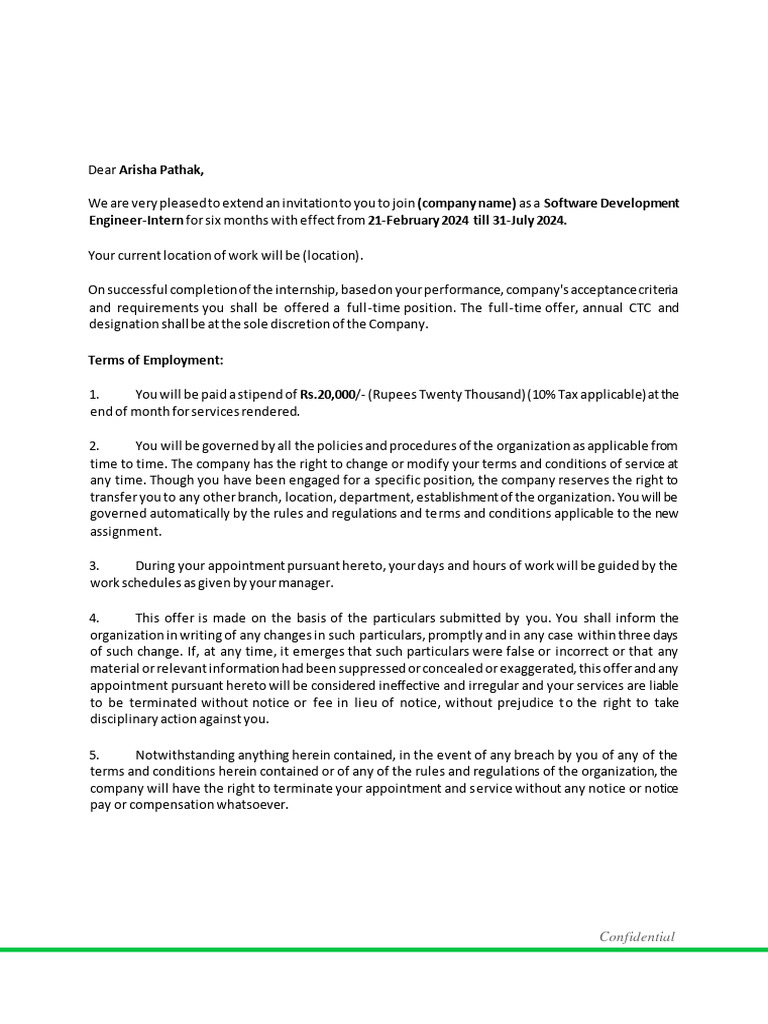 Arisha Pathak - MIS Internship Letter | Download Free PDF ...