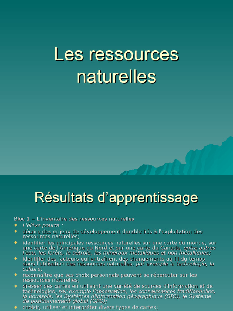 Inventaire des ressources naturelles | PDF | Développement durable ...