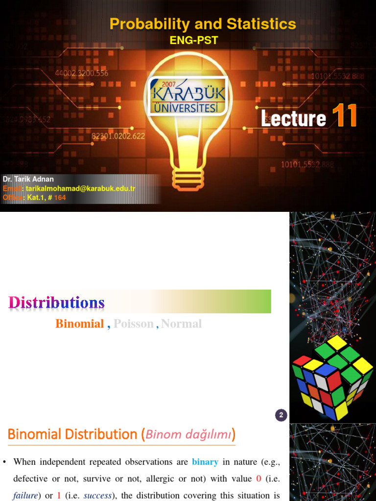 ENG-PST Lecture11 | PDF | Poisson Distribution | Teaching Mathematics