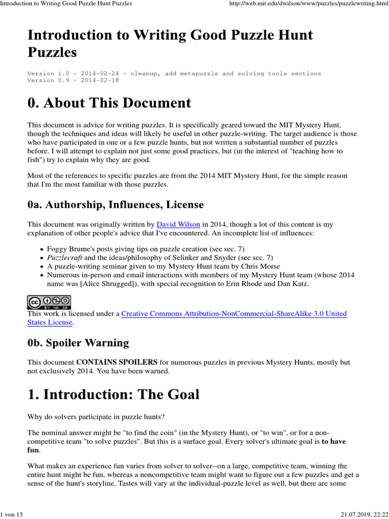 Introduction To Writing Good Puzzle Hunt Puzzles | PDF | Crossword